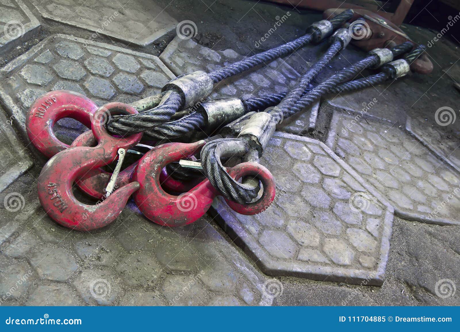 Slings with Hooks for a Crane Stock Image - Image of rope ...