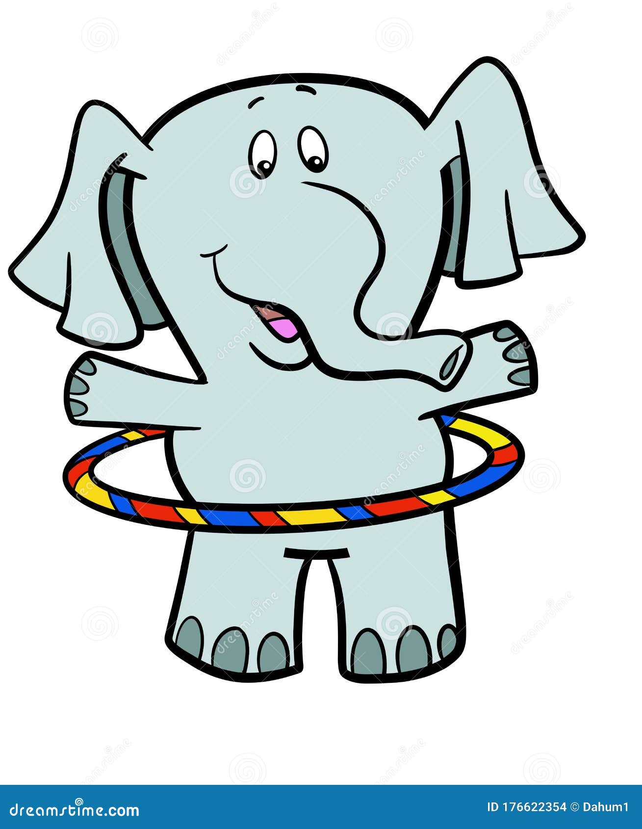 Hoola Hooping Elephant Cartoon Stock Illustration - Illustration of ...