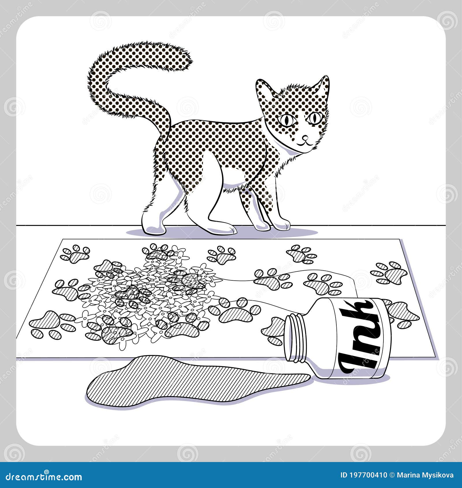 Hooligan cat spilled ink stock vector. Illustration of cartoon - 197700410