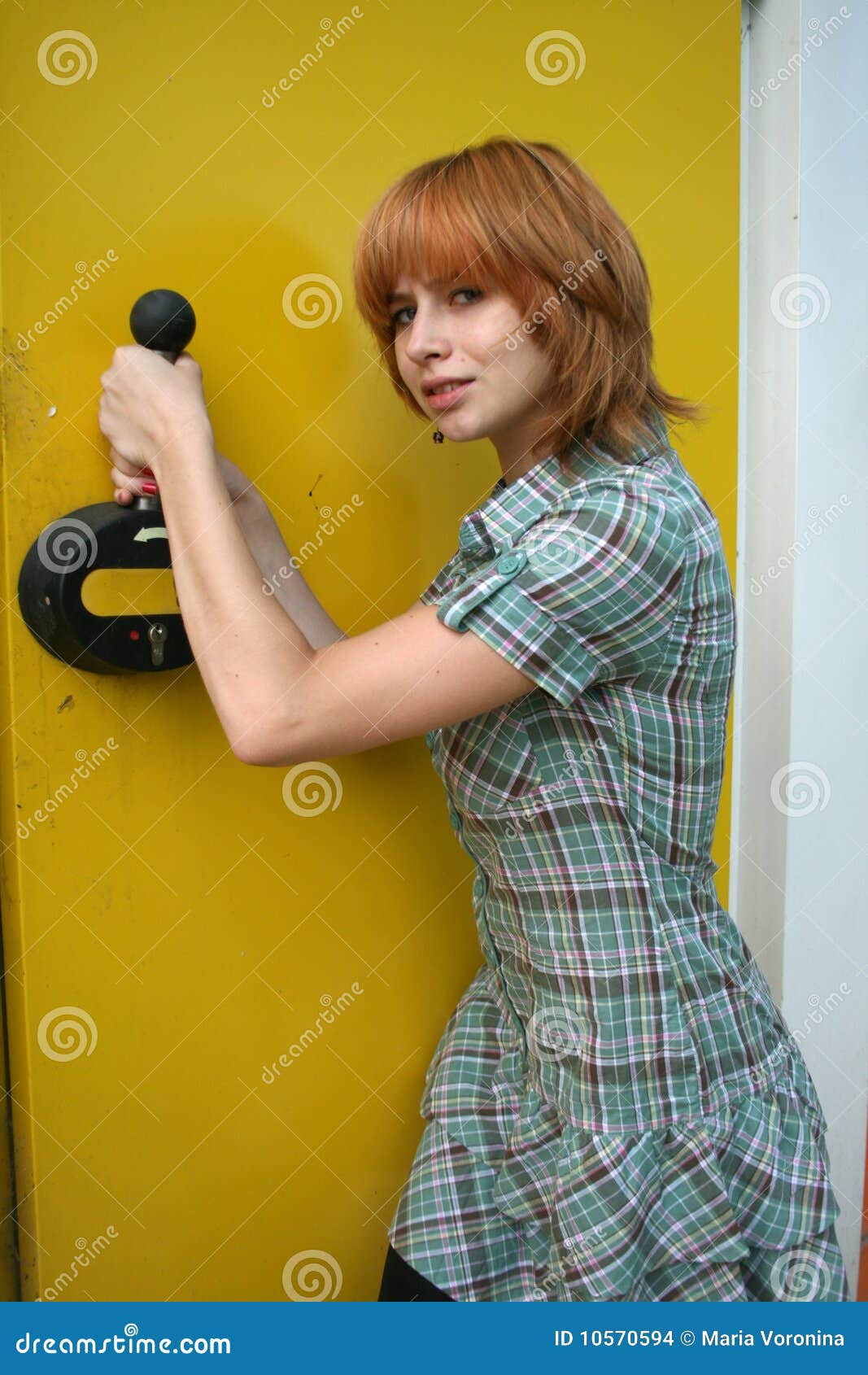 Hooligan Girl Pulling the Lever Stock Photo - Image of arms, force ...