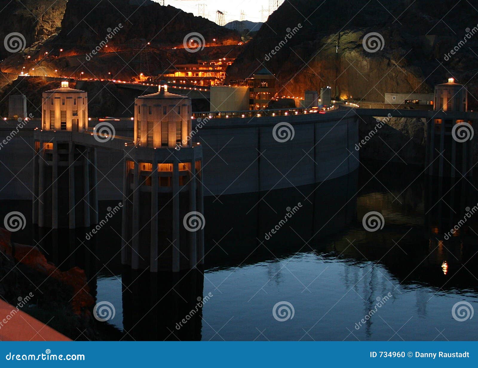 Hooover Dam at night stock photo. Image of hoover, power - 734960