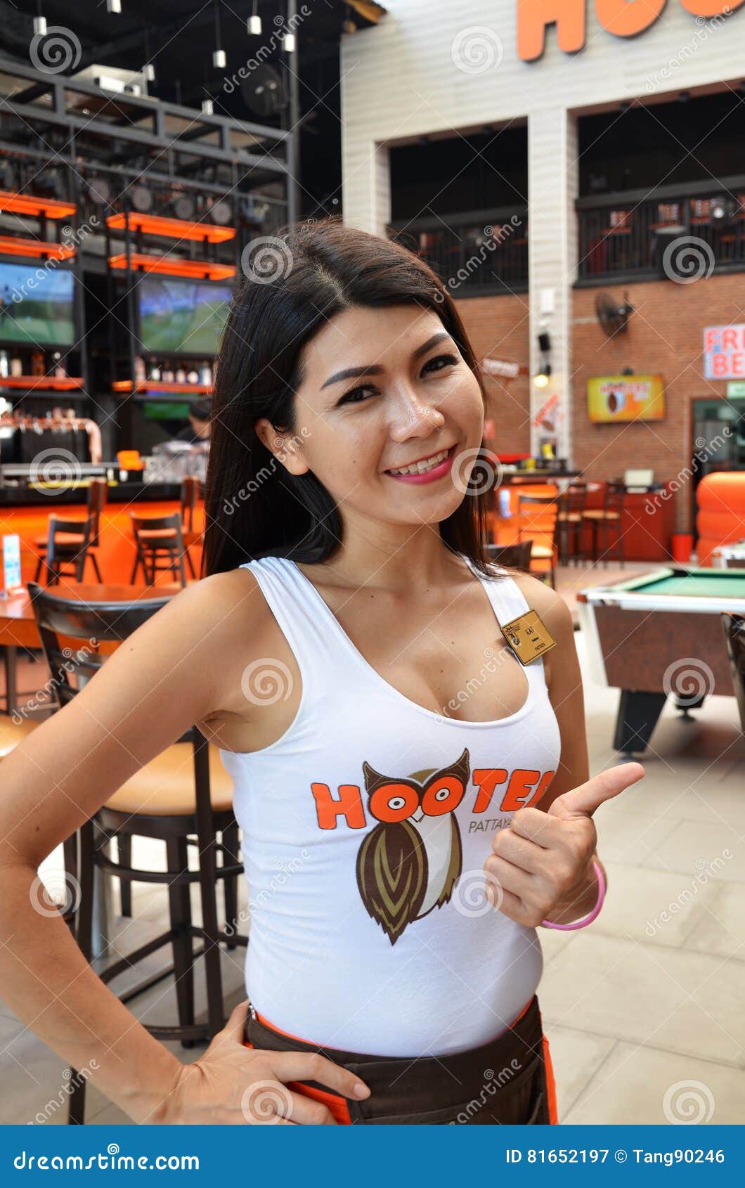 Hooters Girl Poses for Photo in Hooters Restaurant Editorial ... Hooters Girl Poses for Photo in Hooters Restaurant Editorial ...