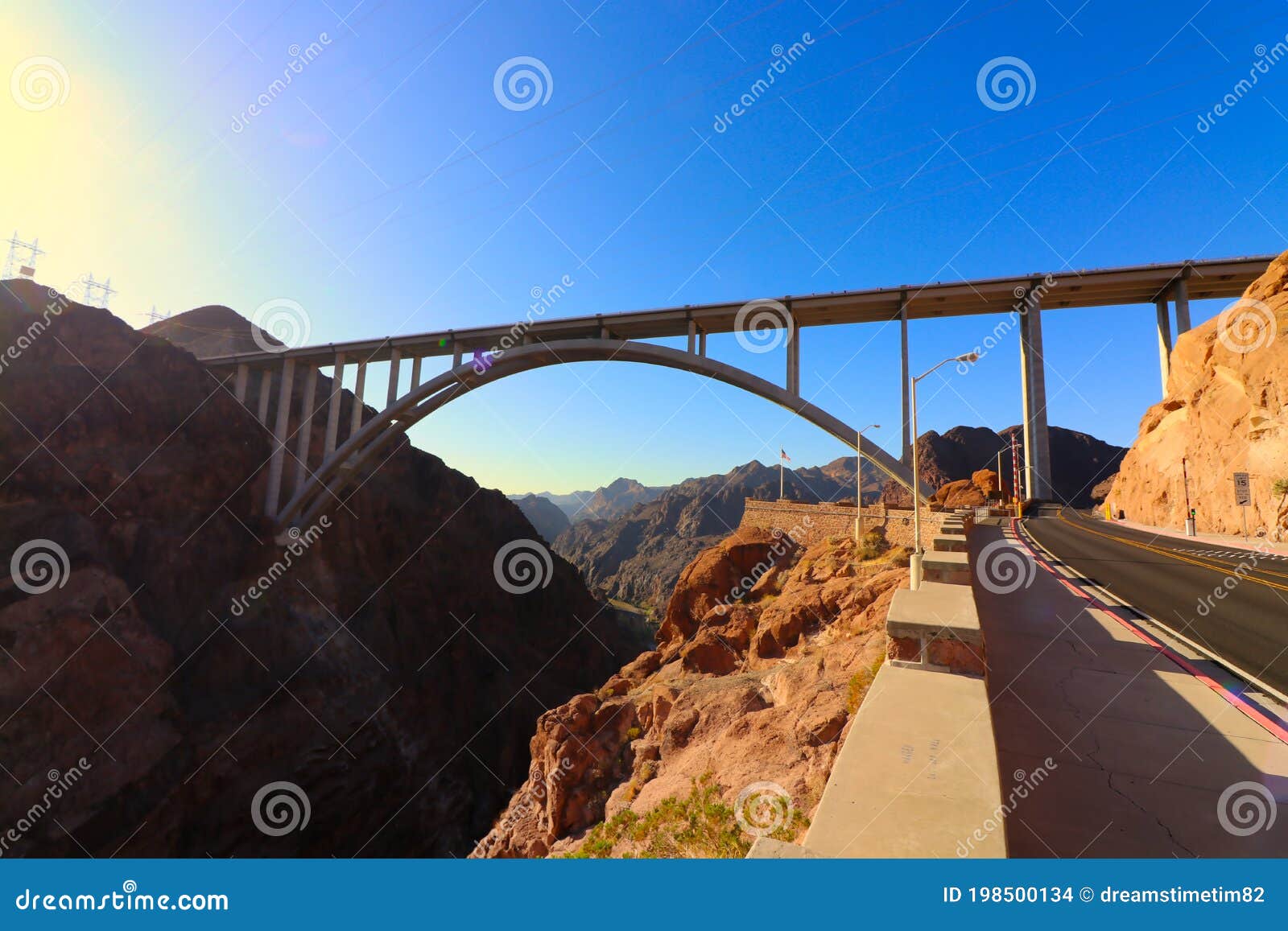 The Hoover Bridge from the Hoover Dam, Nevada. Stock Photo - Image of ...