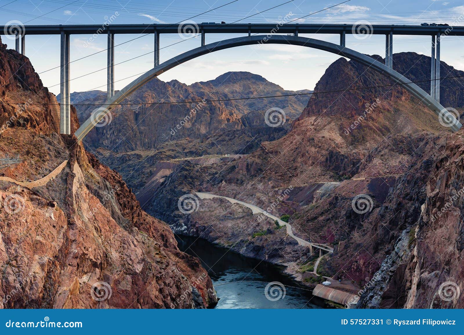 The Hoover Bridge from the Hoover Dam. Stock Image - Image of bridge ...