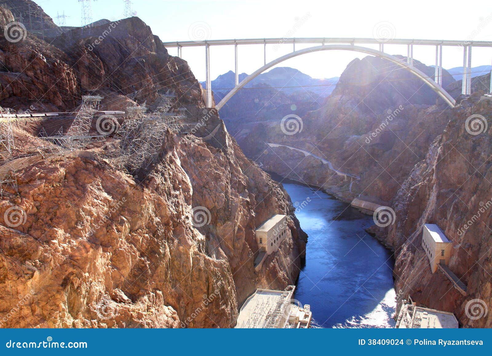 The Hoover Dam and the Bridge in Nevada Stock Photo - Image of ...