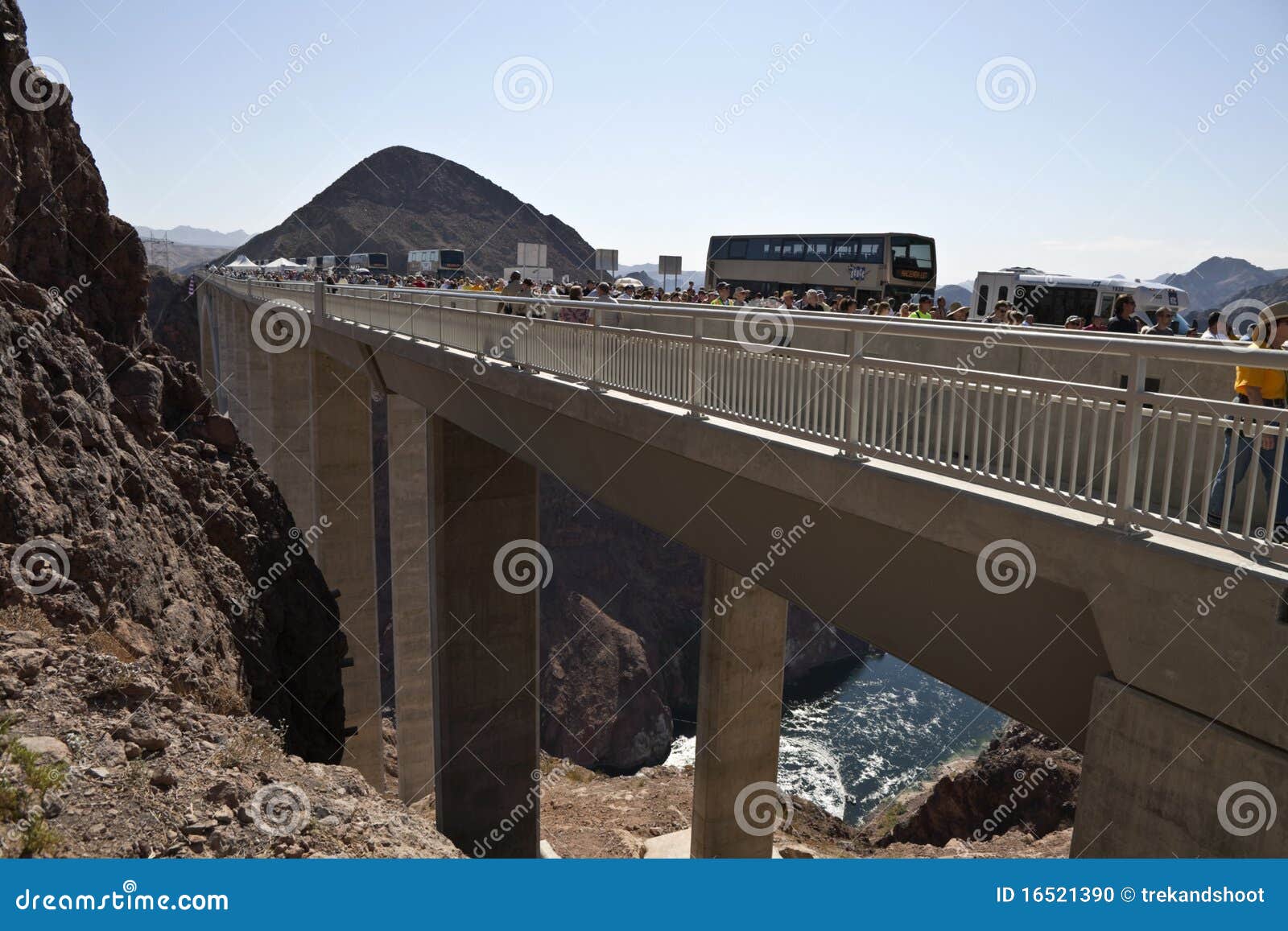 Hoover Dam Bypass Bridge editorial image. Image of buses - 16521390