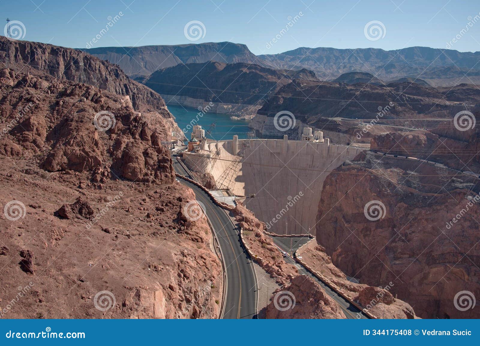 Hoover Dam On Colorado River At The Stateline Of Nevada-Arizona Royalty ...