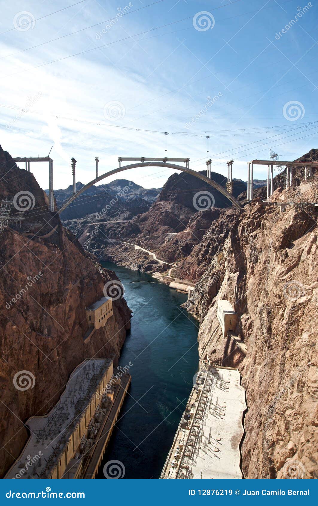 Hoover Dam and the Hoover Dam Bypass Bridge Stock Image - Image of rock ...