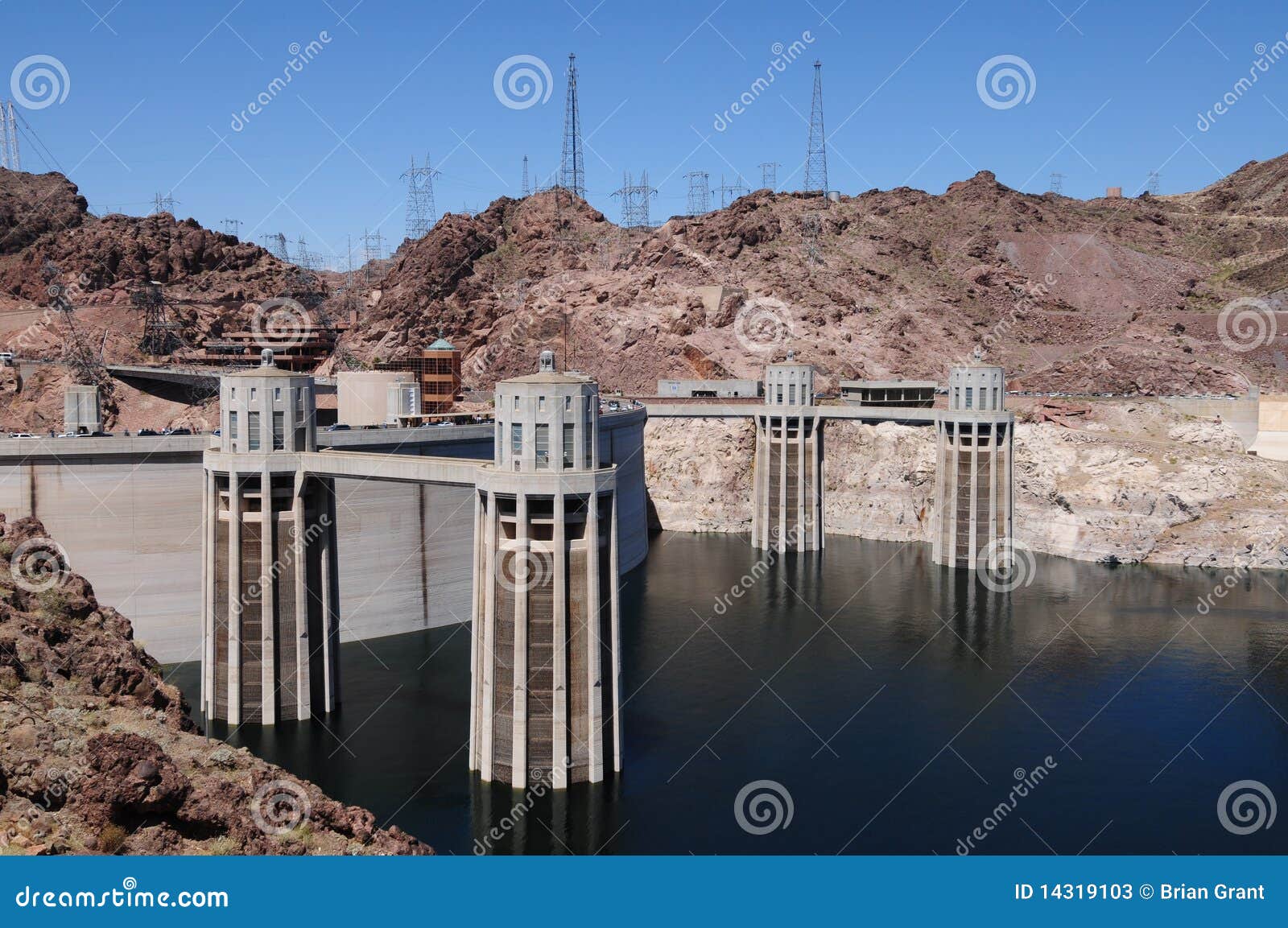 Hoover Dam Intake Towers stock image. Image of boulder - 14319103
