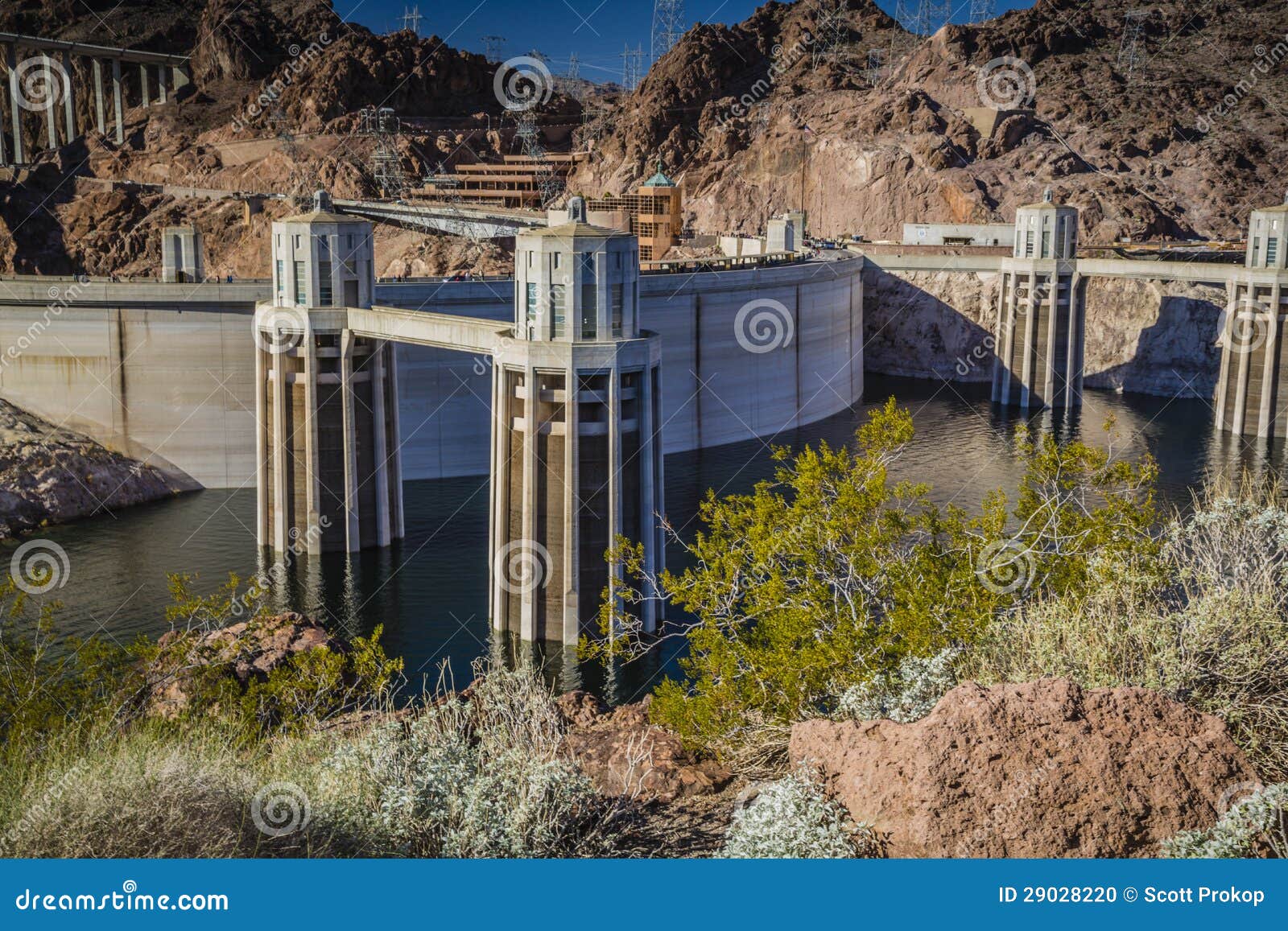 Hoover Dam Intake Towers stock photo. Image of industry - 29028220