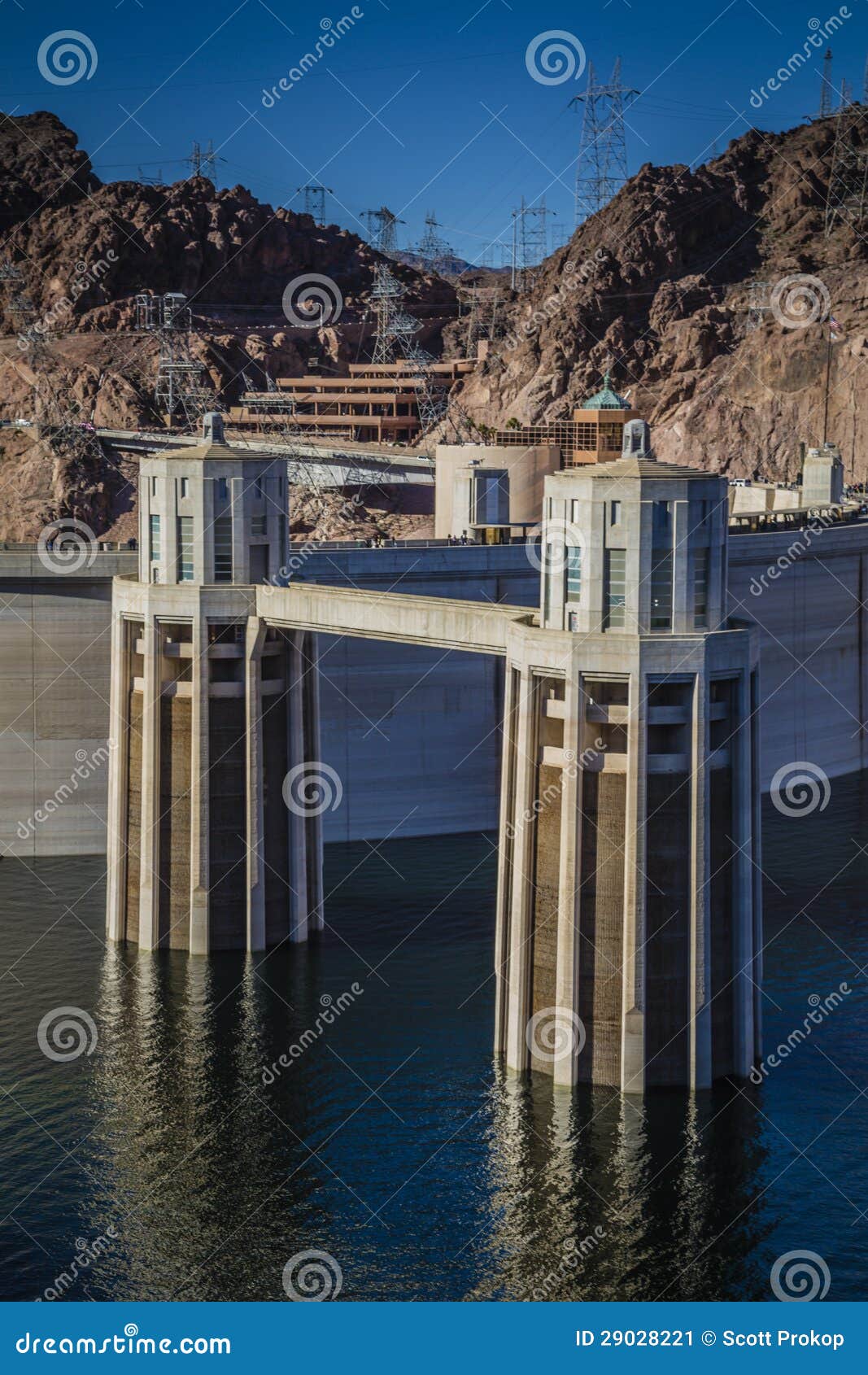 Hoover Dam Intake Towers stock image. Image of industry - 29028221