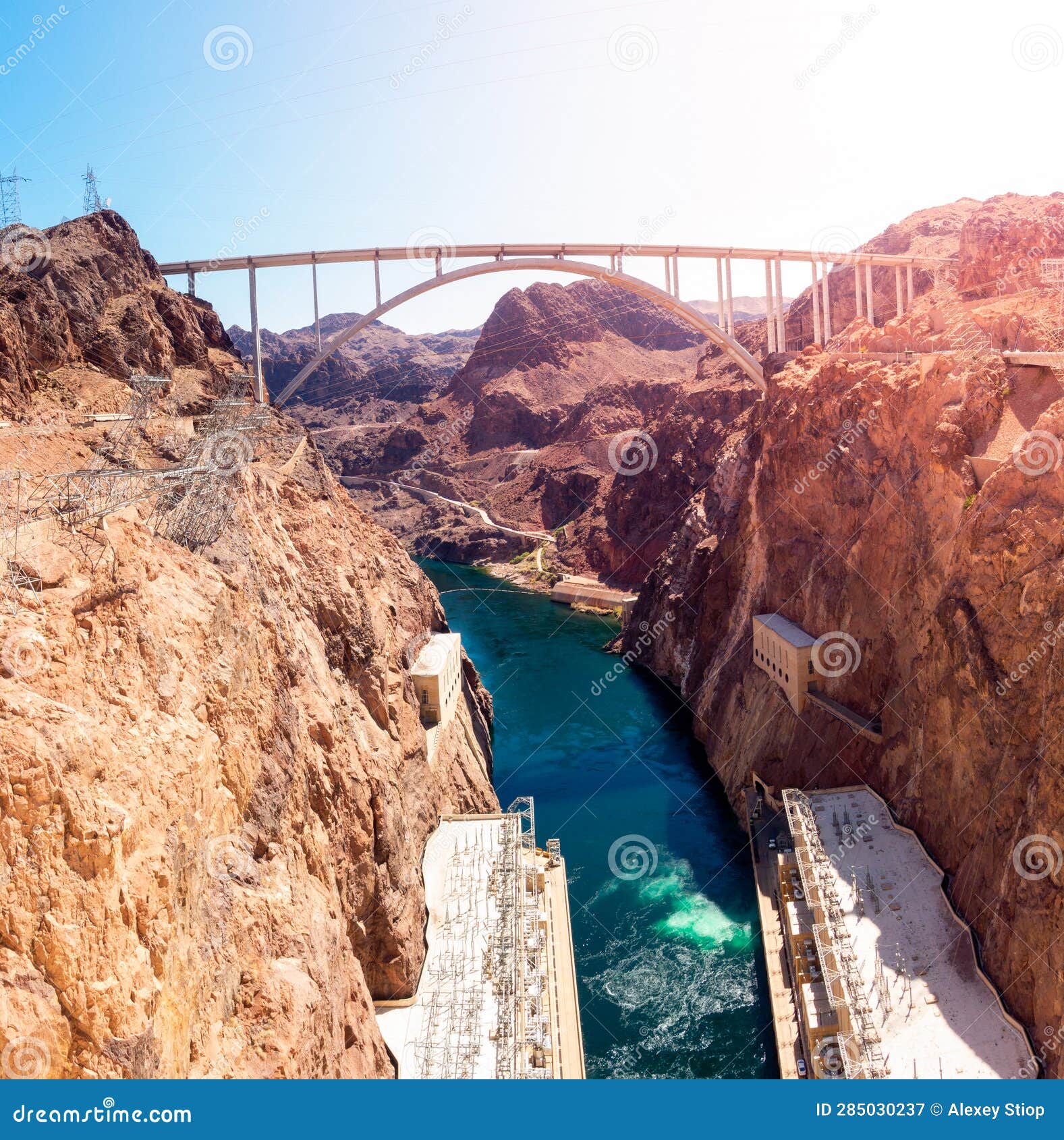 Hoover Dam stock image. Image of mountains, lines, panorama - 285030237