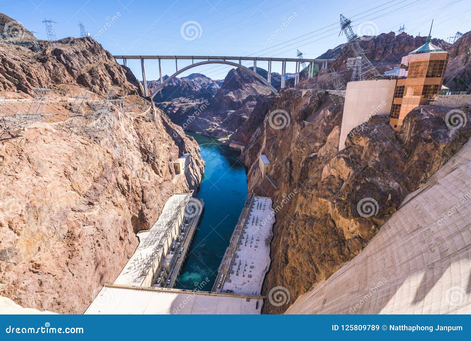 Hoover Dam on Sunny Day,Nevada,usa. Stock Image - Image of landmark ...