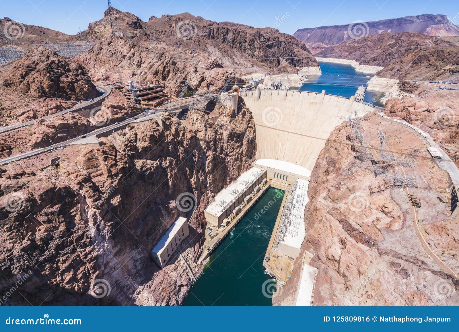 Hoover Dam on Sunny Day,Nevada,usa. Stock Photo - Image of lake ...