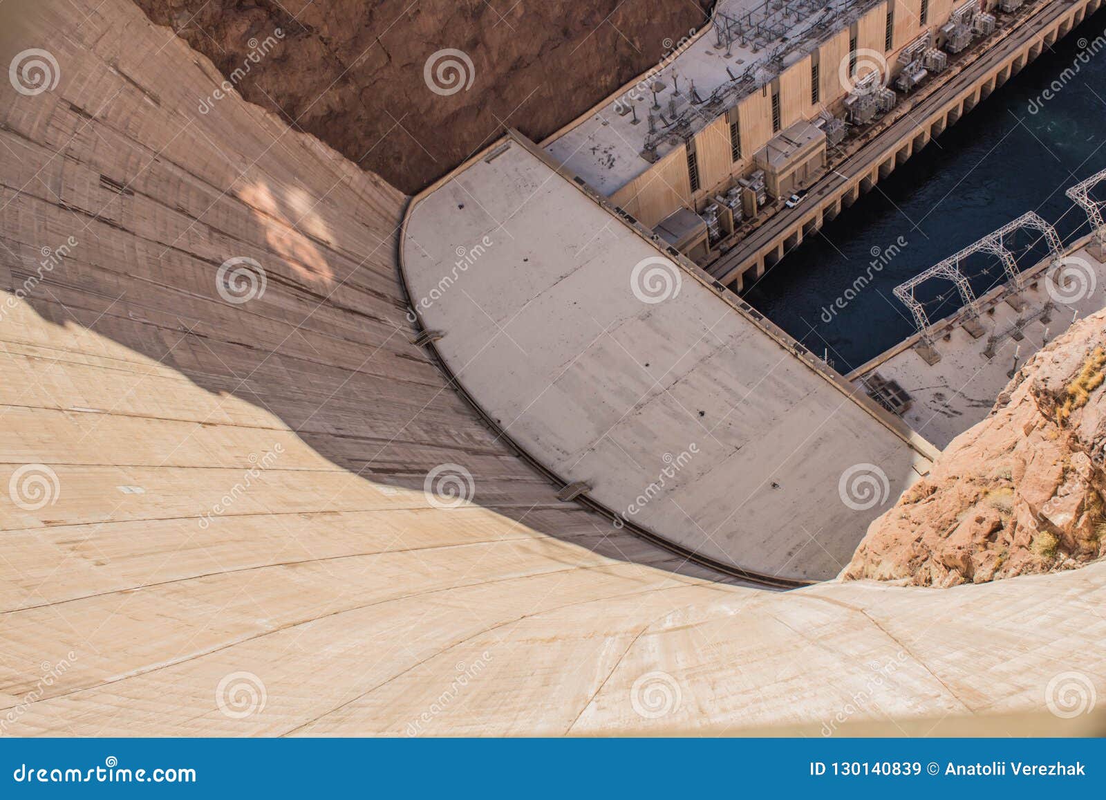 Hoover Dam Wall View from Above Stock Image - Image of hoover ...
