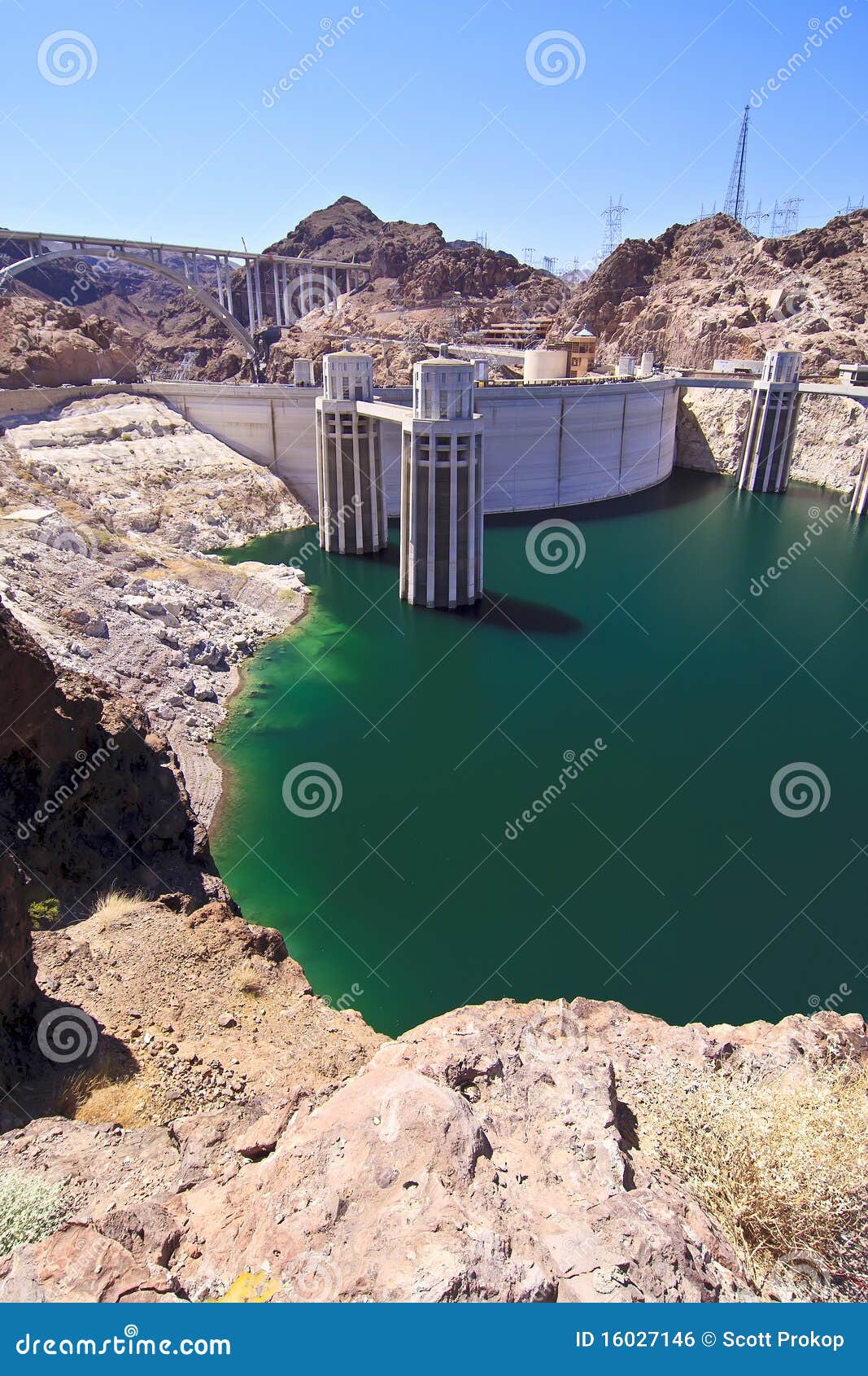 Hoover Dam and Water Intake Towers Stock Photo - Image of river ...