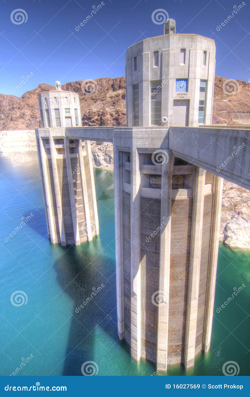 Hoover Dam and Water Intake Towers Stock Image - Image of mead ...