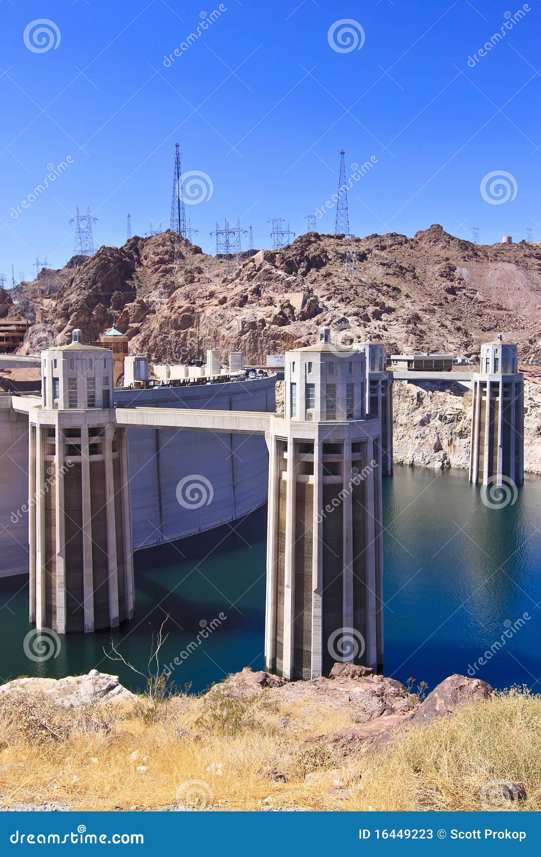 Hoover Dam and Water Intake Towers Stock Image - Image of colorado ...