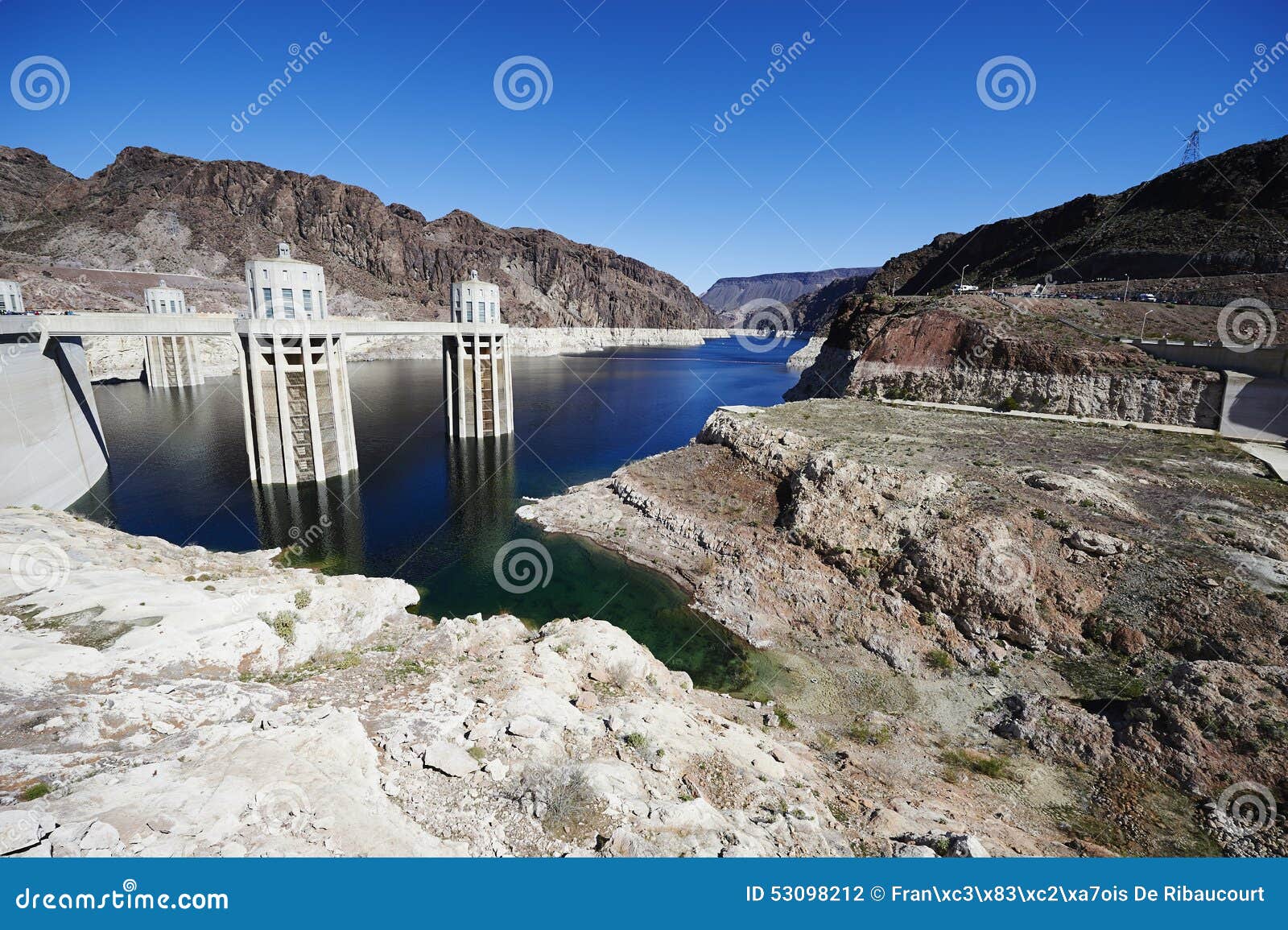 Hoover Dam And Water Intake Towers Stock Photo | CartoonDealer.com ...
