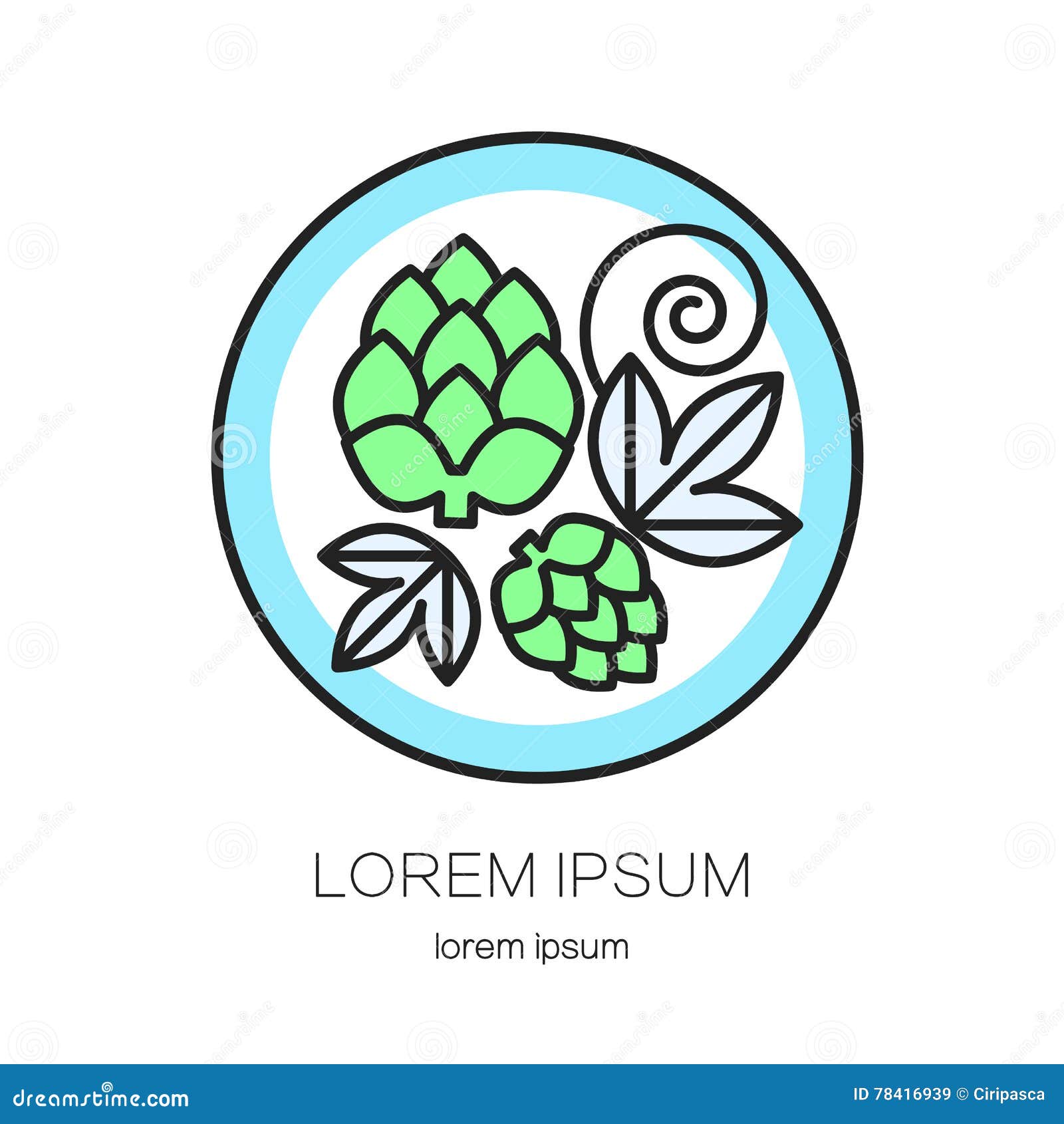 Hop cones line logo stock vector. Illustration of cones - 78416939