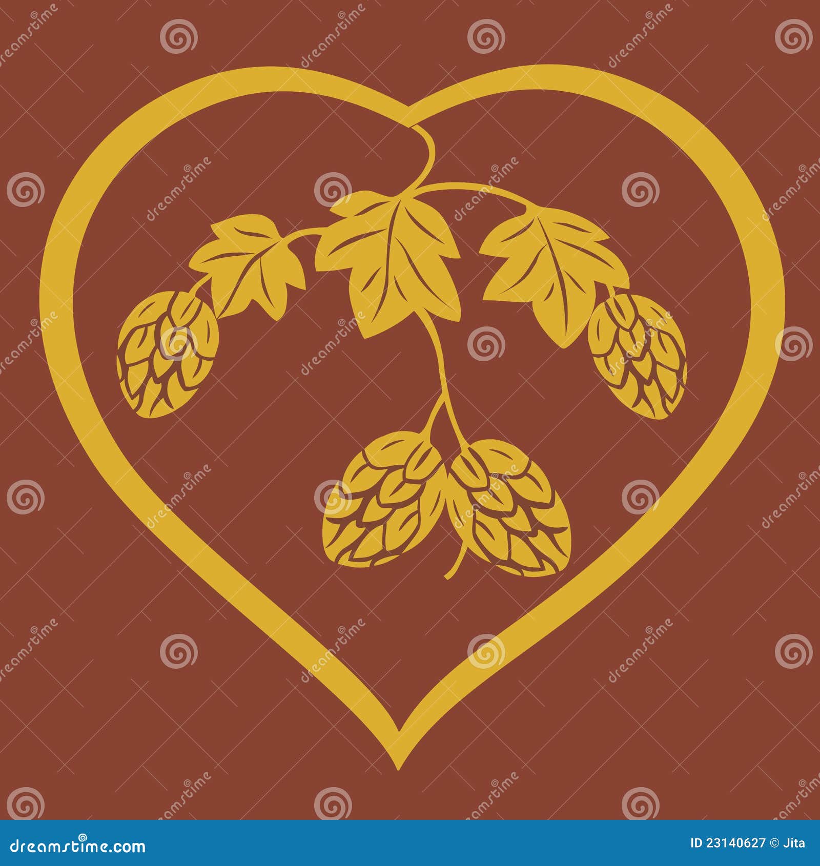 Hop heart stock illustration. Illustration of gold, simple - 23140627
