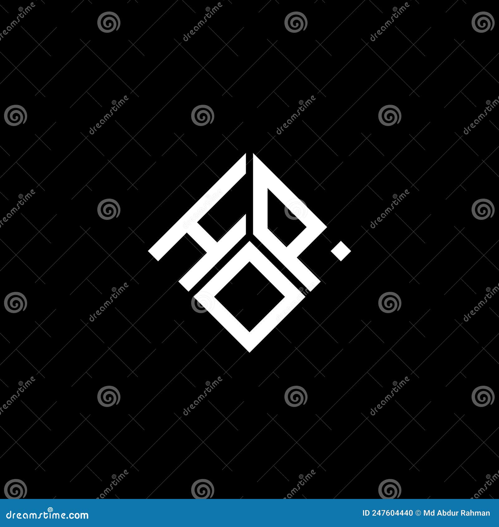 HOP Letter Logo Design on Black Background. HOP Creative Initials ...