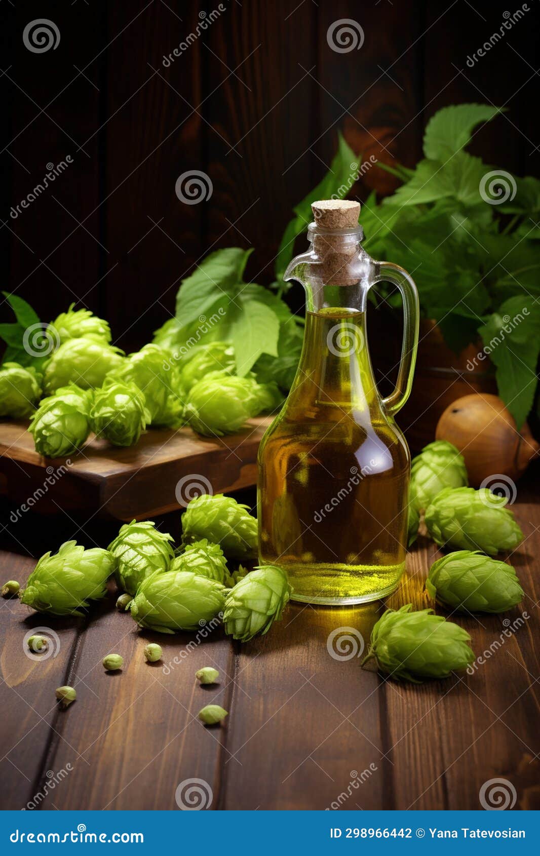 Hop Oil in a Bottle. Generative AI, Stock Illustration - Illustration ...