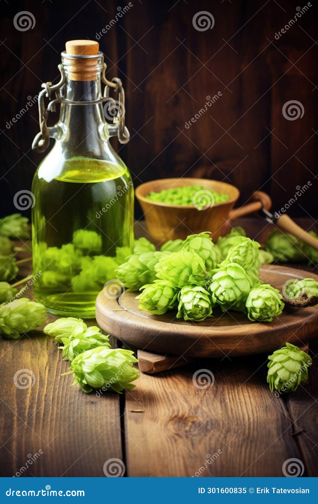 Hop Oil in a Bottle. Generative AI, Stock Image - Image of cone, bottle ...