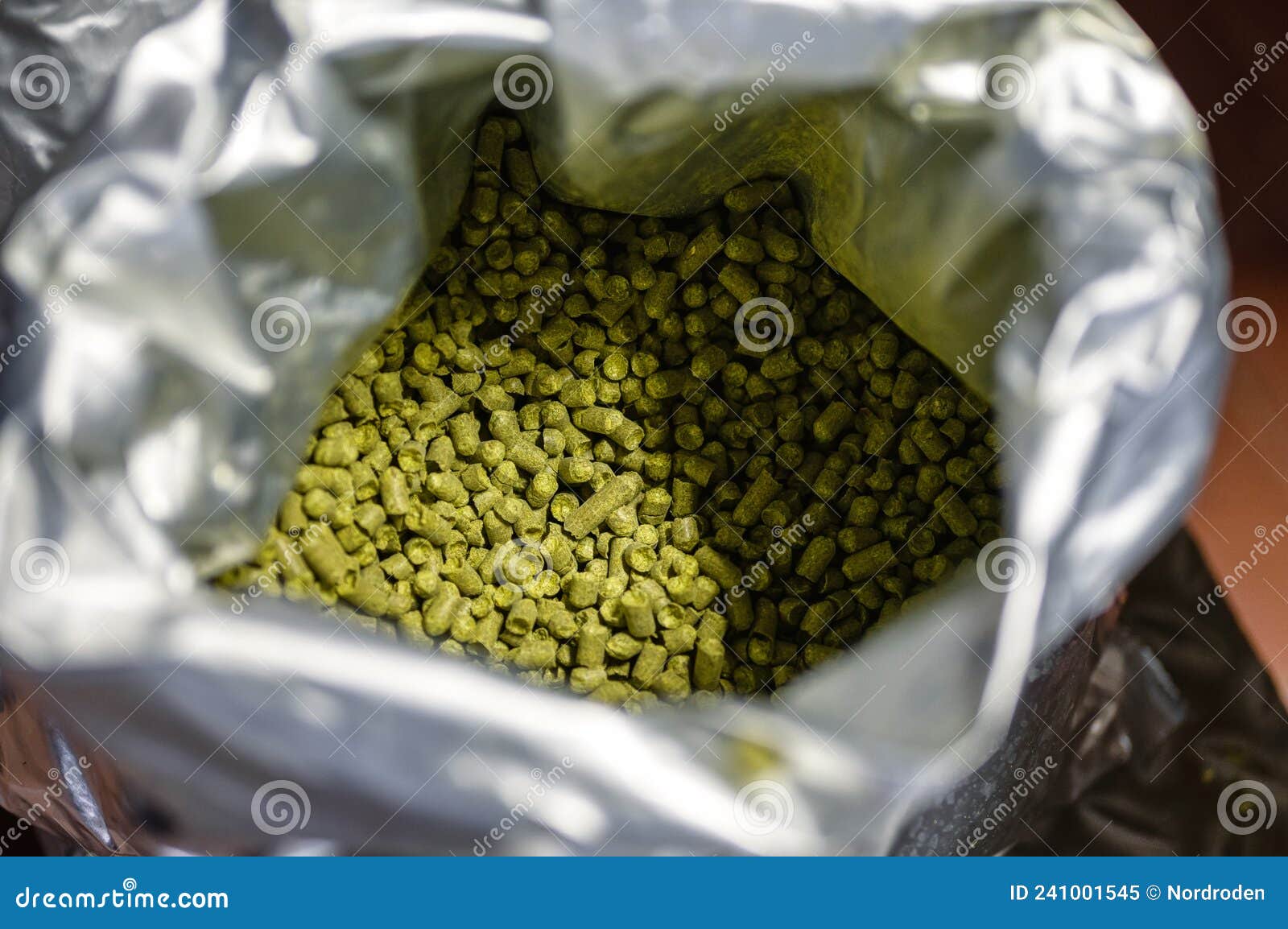 Hop Pellets are in a Plastic Bag. Ingredient for Brewing Stock Image ...
