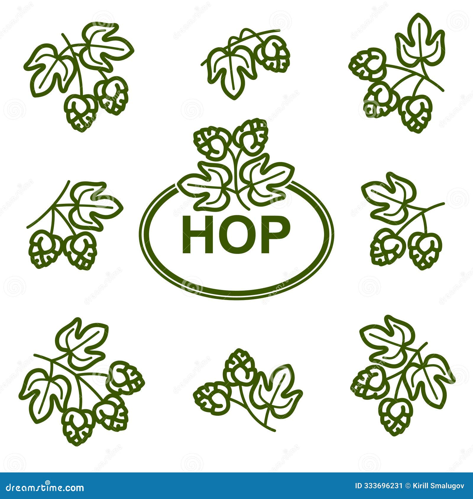 Hop Set. Collection Icon Hops Stock Vector - Illustration of season ...
