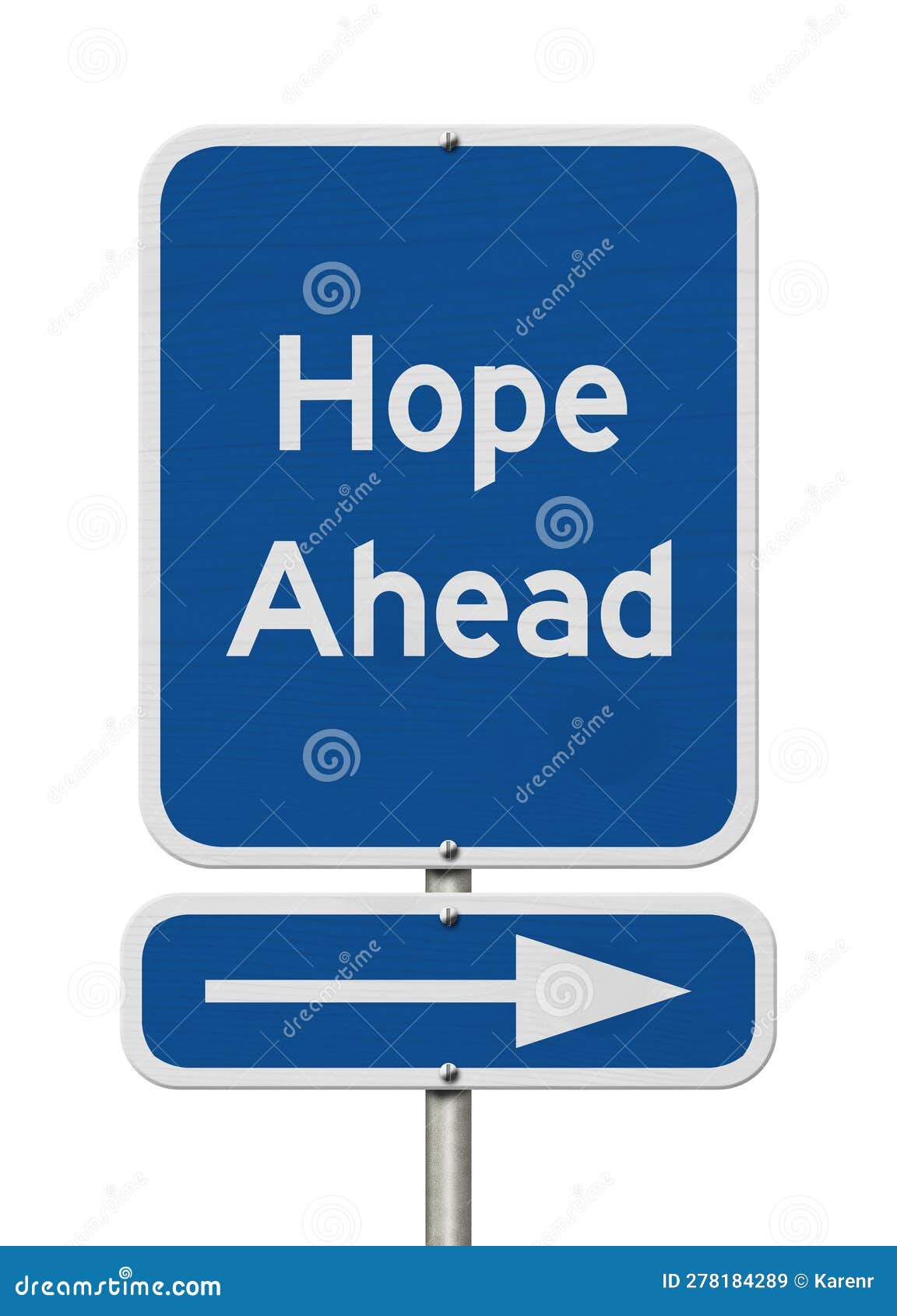 Hope Ahead Message on Blue Highway Sign Stock Image - Image of message ...