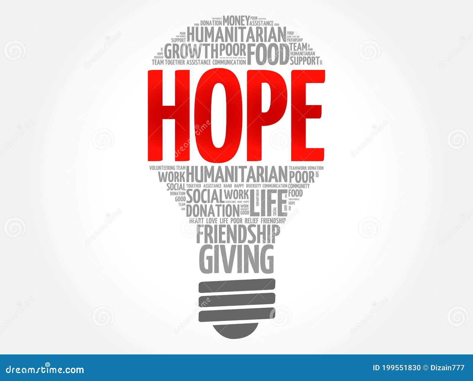 HOPE bulb word cloud stock illustration. Illustration of church - 199551830