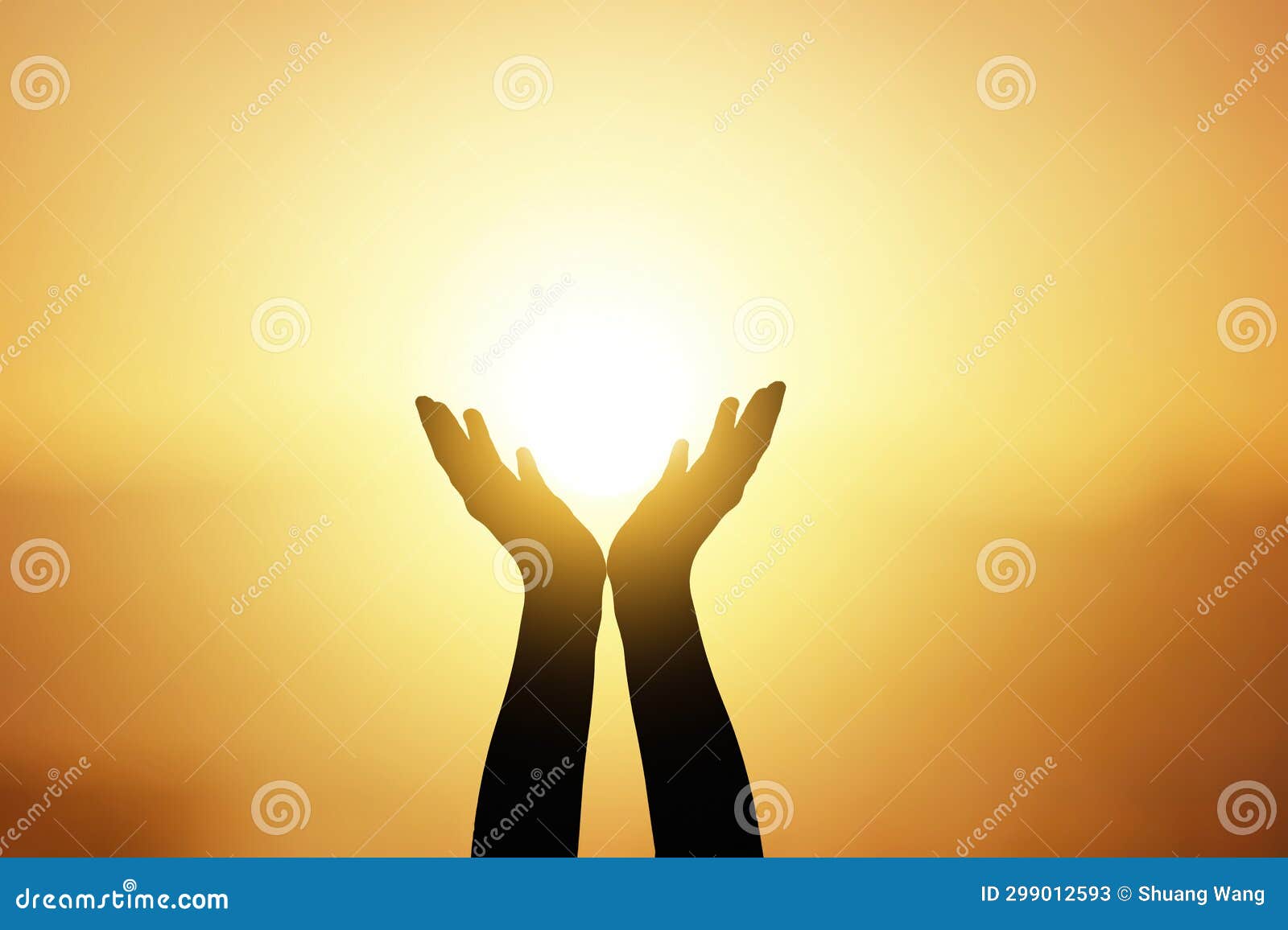 Hope Concept, Silhouette of Man Both Hands and Sunset Light Stock Image ...