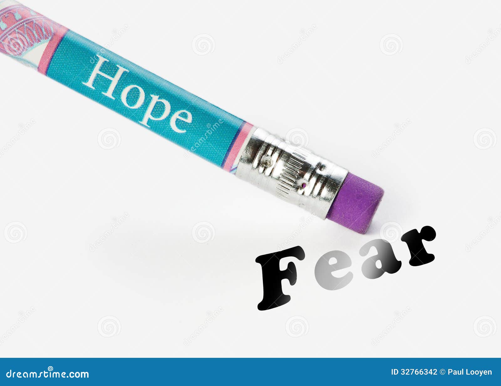 Hope erase fear stock photo. Image of pencil, motivational - 32766342