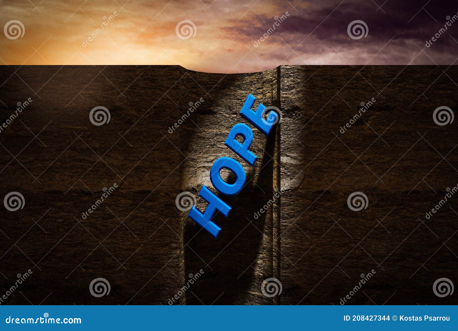 Hope Falling into a Hole Demonstrating Lost Hope Concept. 3D ...