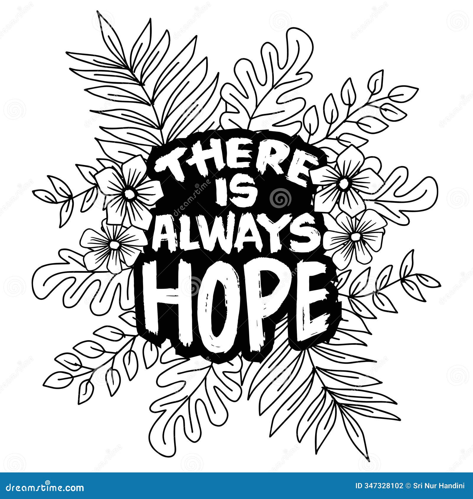 Hope. Hand Drawn Lettering with Floral Elements Stock Vector ...