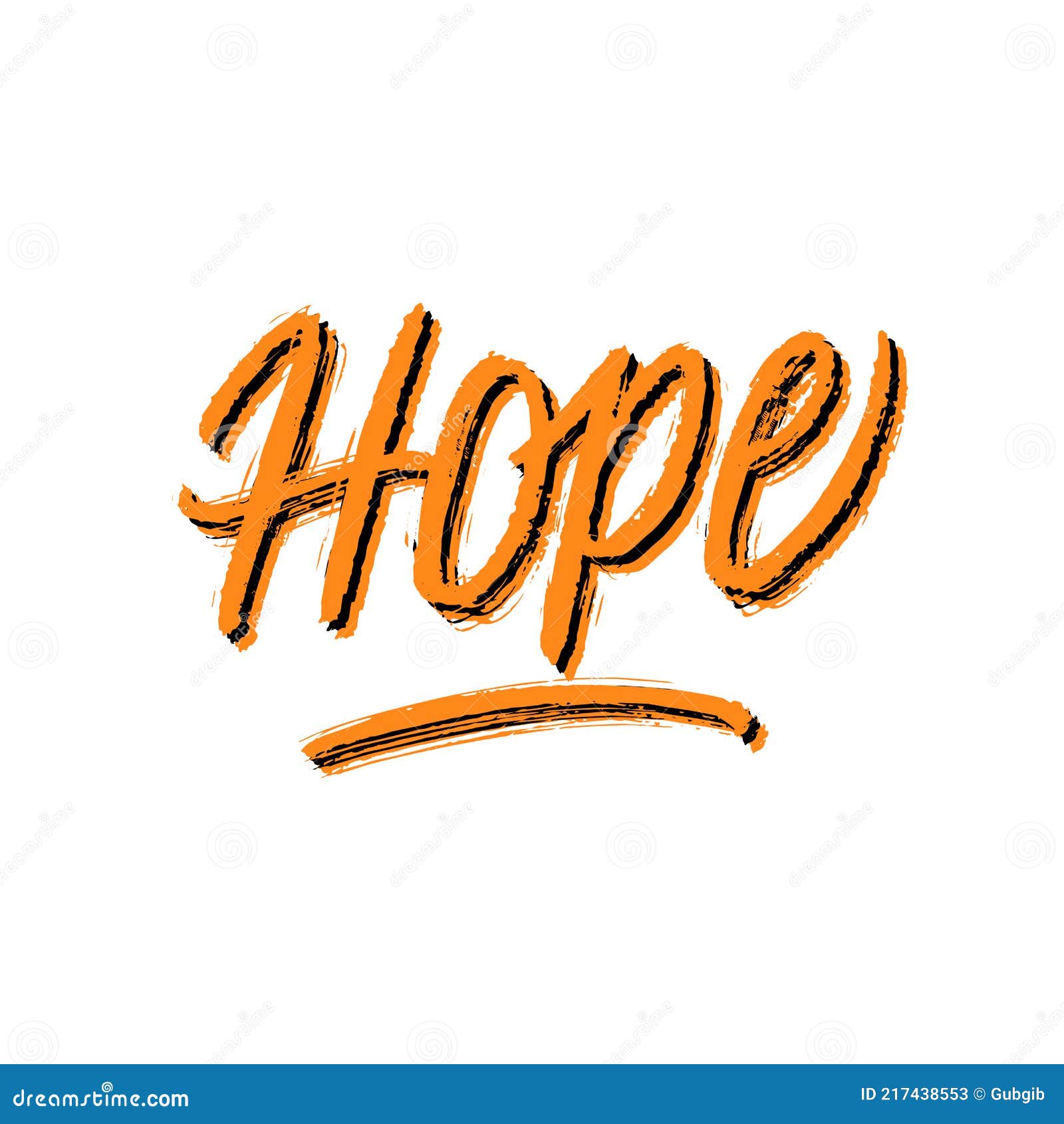 Hope Hand Lettering with Orange and Black Colors Stock Vector ...