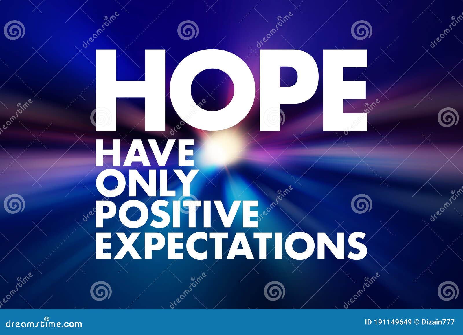 HOPE - Have only Positive Expectations Acronym, Concept Background ...