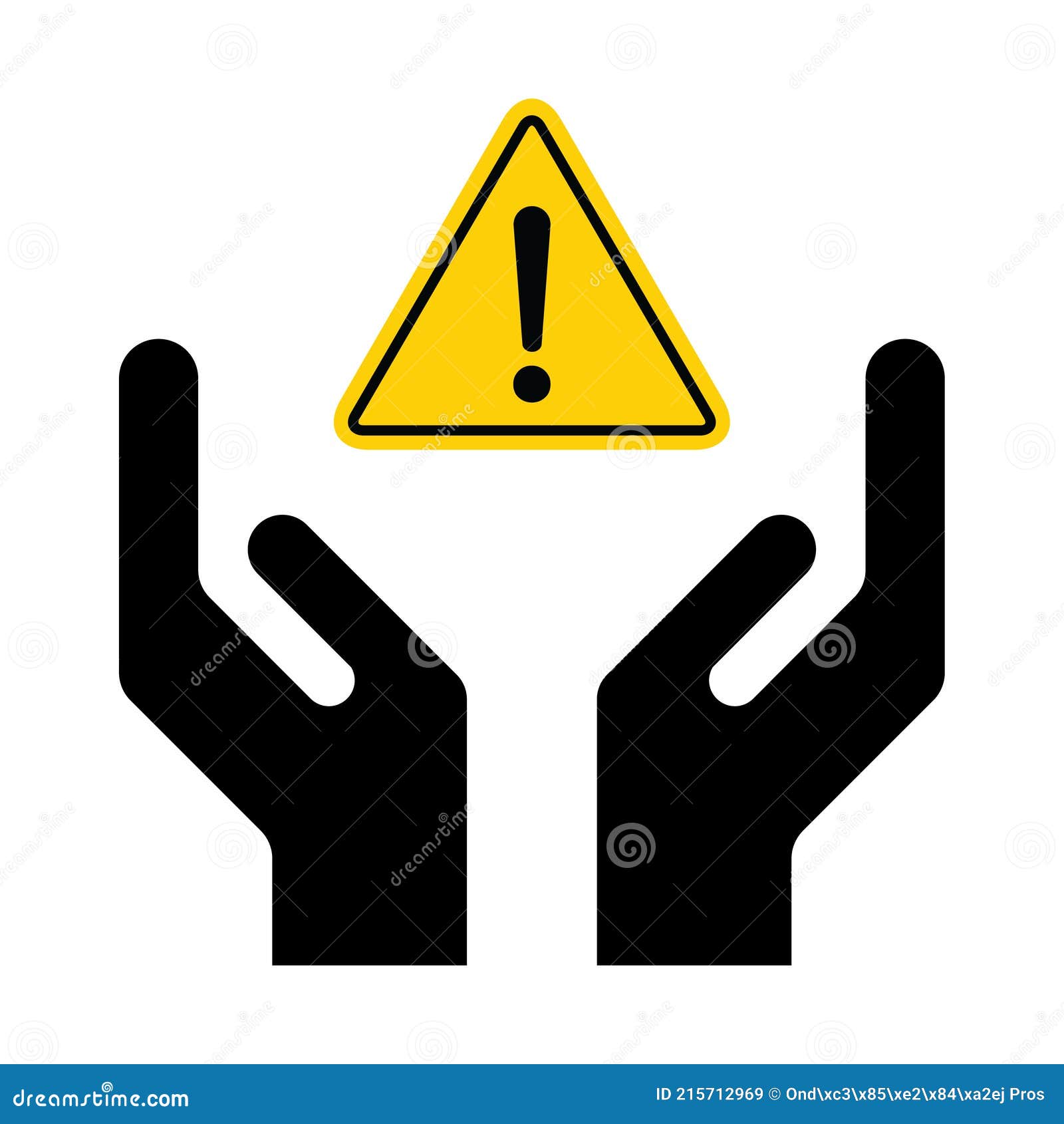 Hope Icon, Human Hand with Exclamation Mark Symbol, Help and Protection ...