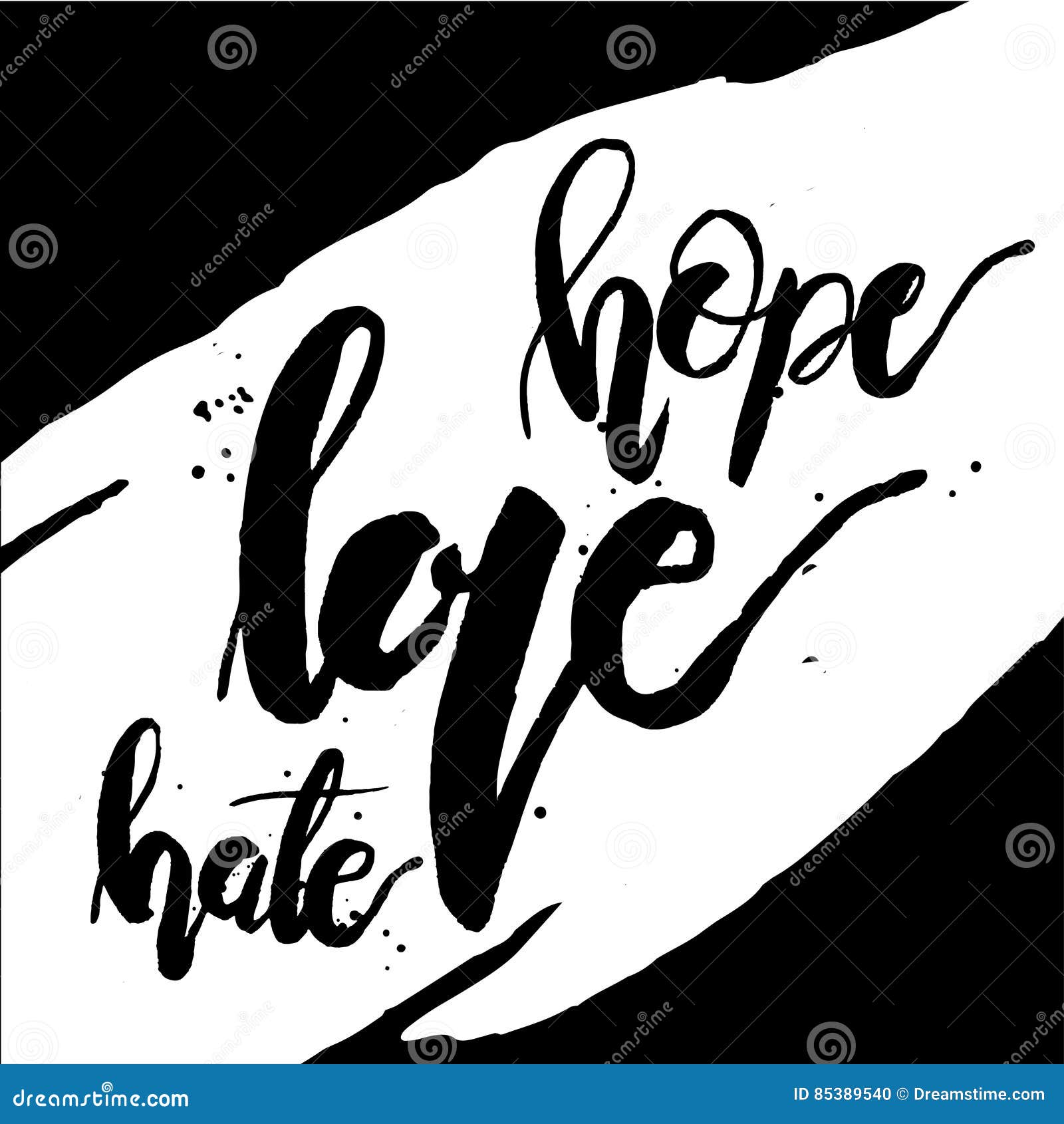 Hope Love Hate Black and White Stock Vector - Illustration of sign ...