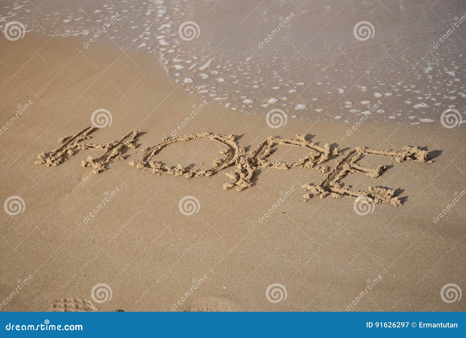 Hope Message on the Beach Sand Stock Image - Image of sand, carving ...