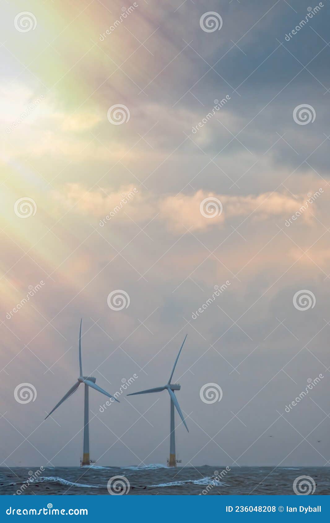 Hope. Motivational Image of Light Breaking through Over Wind Turbines ...