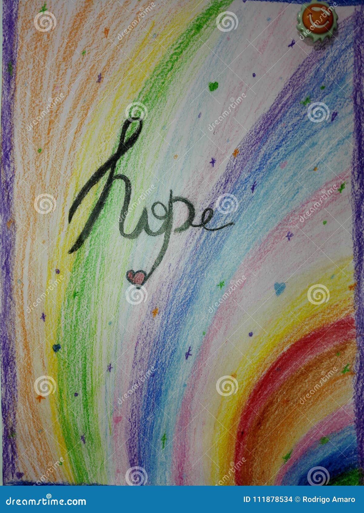 Hope rainbow stock photo. Image of hope, drawn, written - 111878534