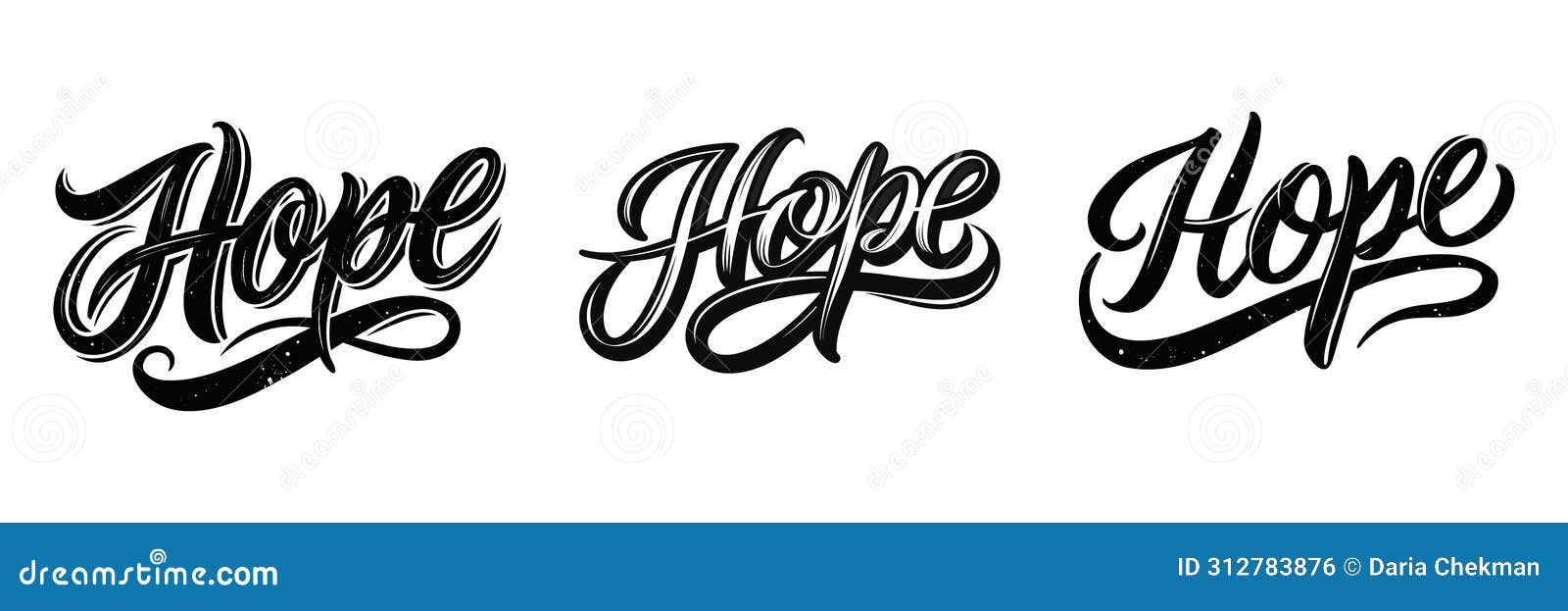 Hope - Set Typographic Lettering Isolated on White Background. Hand ...