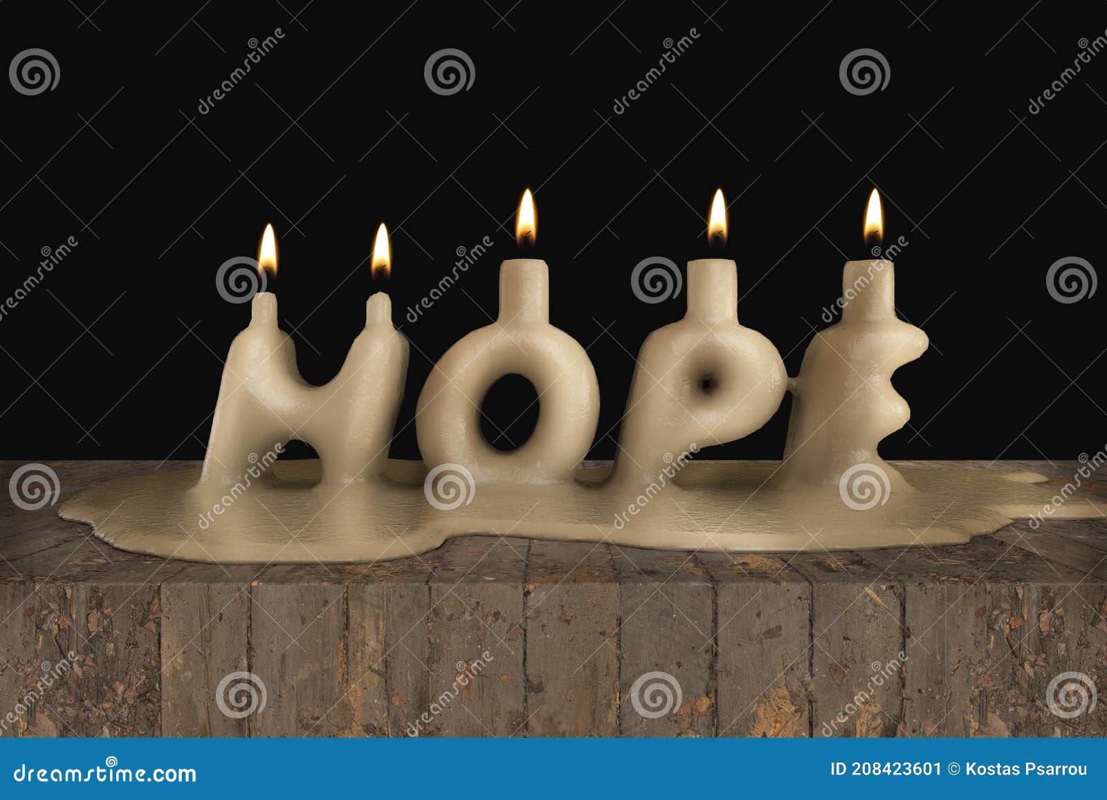Hope in a Shape of Candle Melting Demonstrating Lost Hope Concept. 3D ...