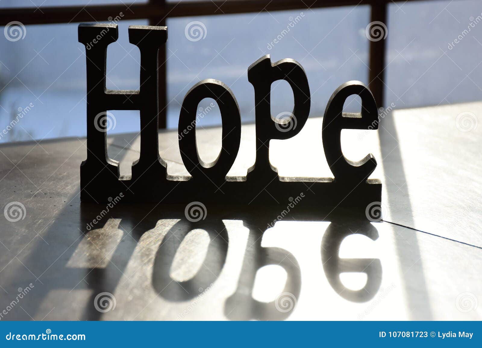 Hope sign and reflection stock image. Image of reflection - 107081723