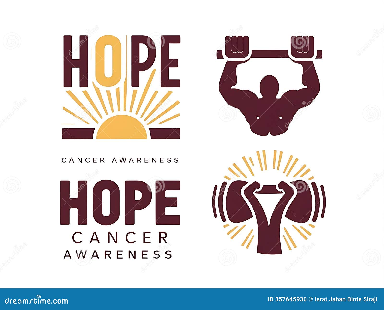 Hope and Strength Icon Set for Cancer Awareness Stock Illustration ...