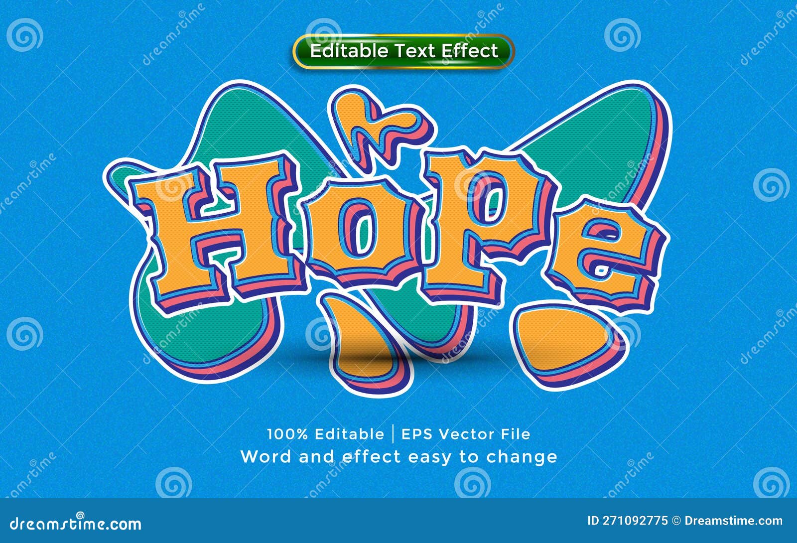 Hope Text, Fun Background, 3d Style Editable Text Effect Stock Vector ...