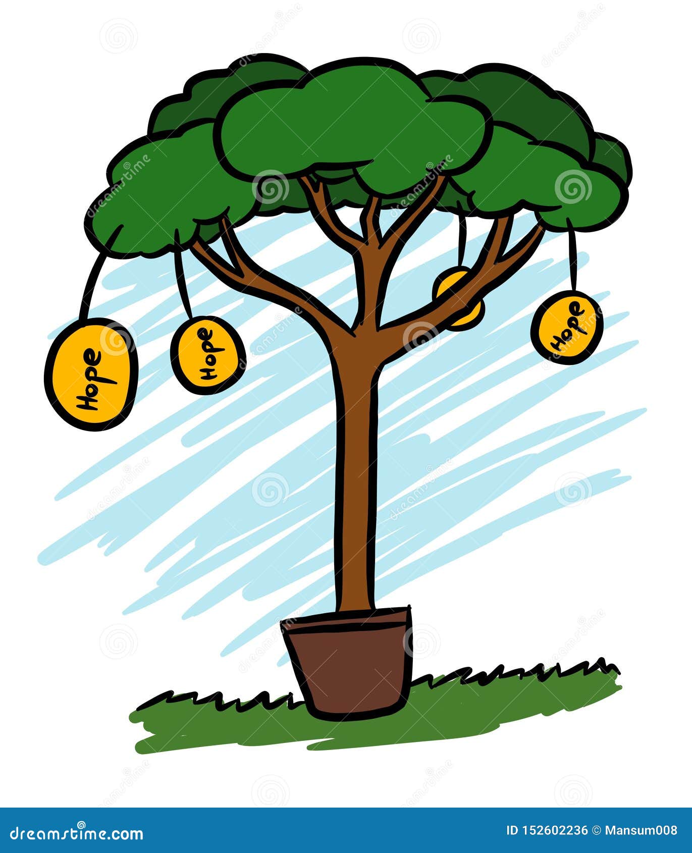 Hope Tree on Color Background Stock Illustration - Illustration of ...