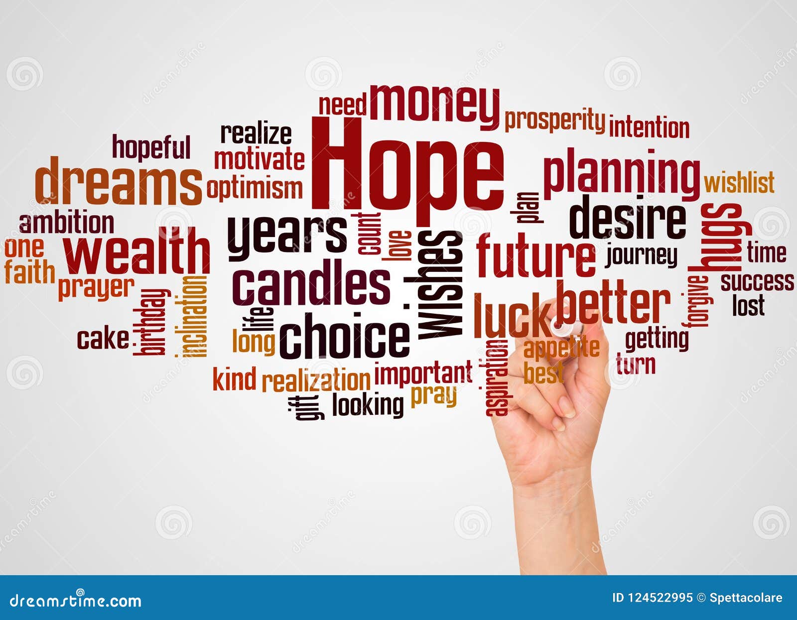 Hope Word Cloud and Hand with Marker Concept Stock Illustration ...